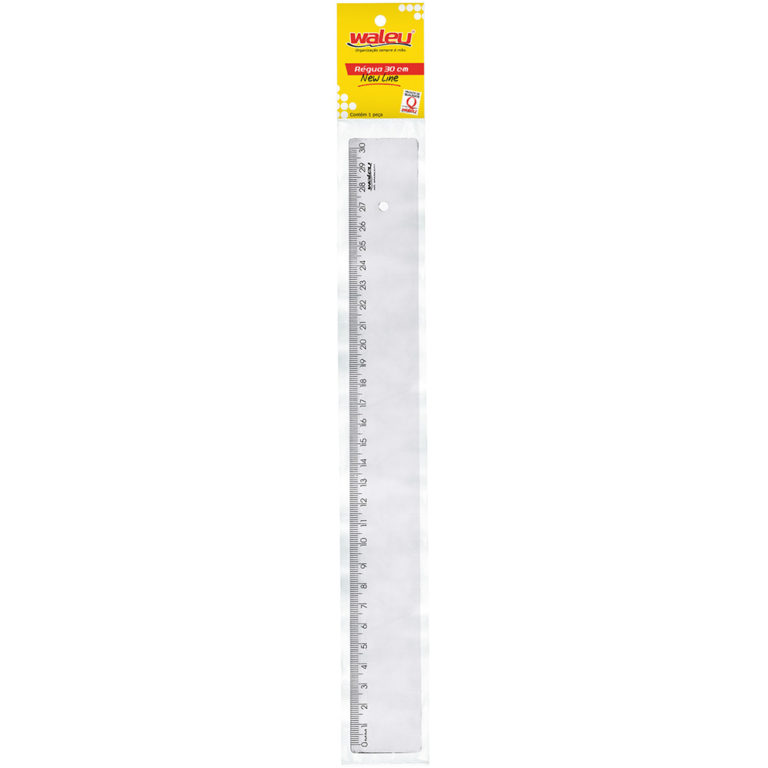 REGUA PLASTICA DURA 30CM POLIESTIRENO NEW LINE WALEU - Papelaria Dolly